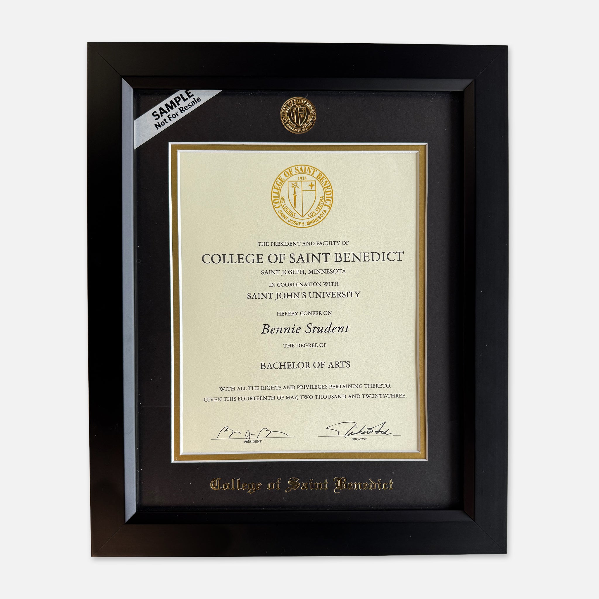 SAINT BEN'S DIPLOMA FRAME SS SPIRIT MEDALLION – CSB+SJU Spirit Shop